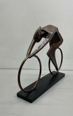 Brown, Gold & Black Vintage Resin & Metal Cycling Figurine 15" Large | eBay