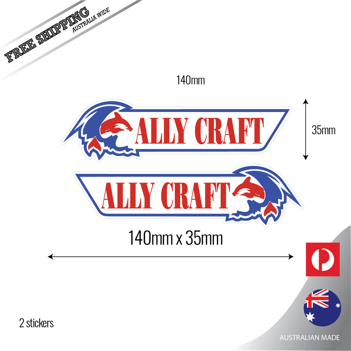 Ally Craft 140mm stickers x2 port & starboard decals fishing boat ...