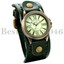 Retro Mens Womens Cool Punk Wrist Watch Wide Leather Band Bracelet Cuff ...