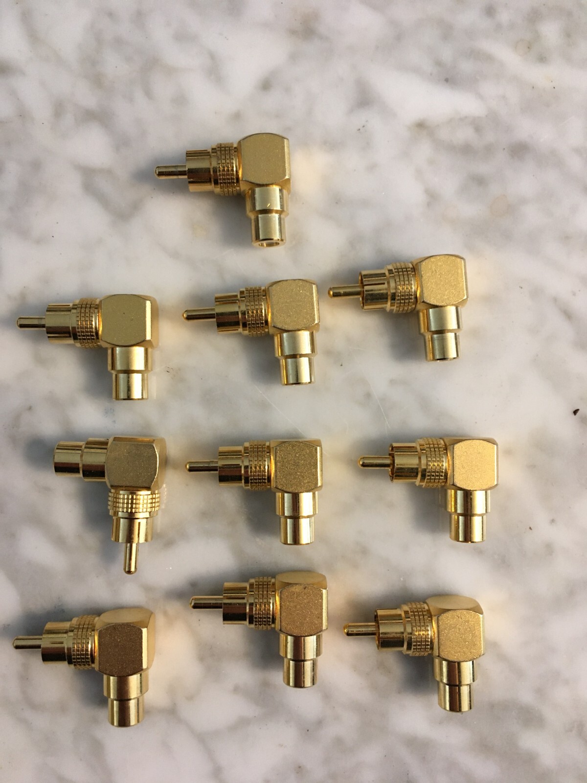 LOT OF 10 NEW GOLD RIGHT ANGLE RCA STEREO CABLE CONNECTORS | eBay