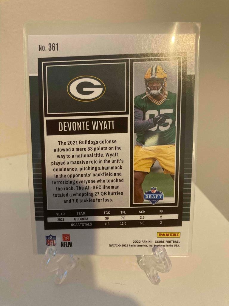 2022 Panini Score Rookie RC #361 Devonte Wyatt Green Bay Packers | eBay