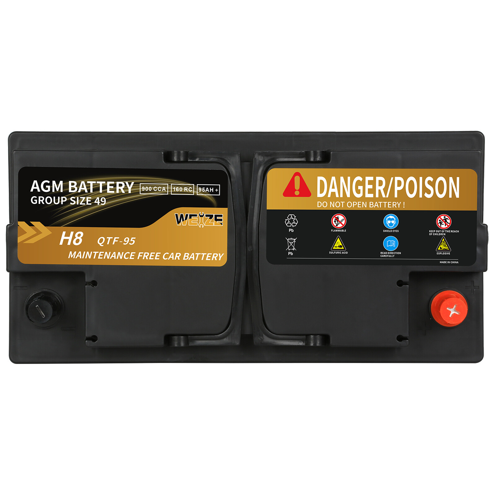 Weize Platinum AGM Battery BCI Group Size 49 160RC 900CCA H8 Automotive ...