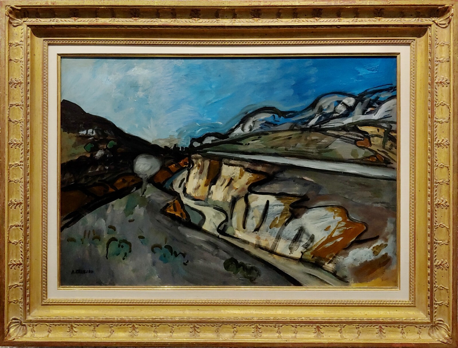 Auguste Chabaud -Winding Road in a 1940s French Fauvist Landscape- Oil ...