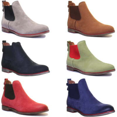 Justin Reece England Womens Nubuck Leather Chelsea Boots In Black UK ...