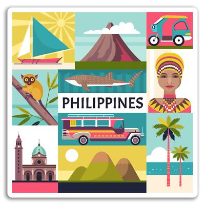 2 x 10cm Philippines Vinyl Stickers - Manila Cool Travel Sticker ...