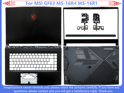 For MSI GF63 MS-16R1 16r8 LCD Back Cover / Bezel / Palmrest/ Bottom ...