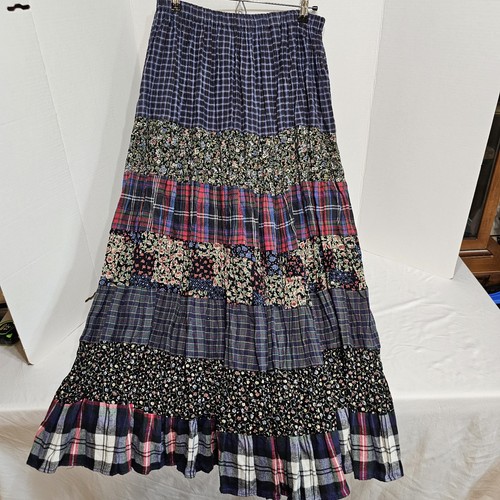 Lucia Lukken Broomskirts Vintage Maxi Skirt Lg Patchwork Peasant Red ...