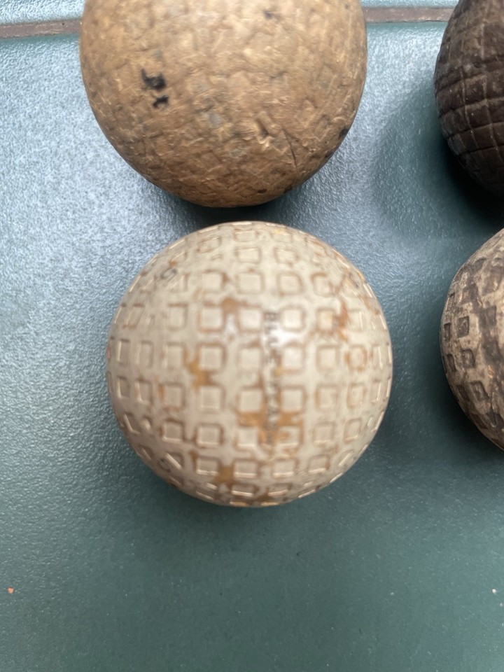 Antique Golf Balls X11 Mesh Recess Pattern Gutty Style Bromford Saxon ...