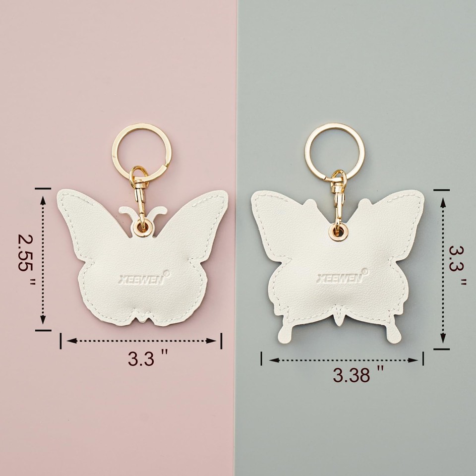 2 Pack Hidden Keychain Holder for Airtag - Cute Leather Key Ring Case ...