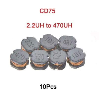 10Pcs SMD/SMT Chip Power Inductor CD75 Winding Coil Inductance 2.2UH to ...