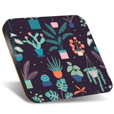 1x Square Coaster 12cm Succulent House Plant Pattern Cute #52161 | eBay