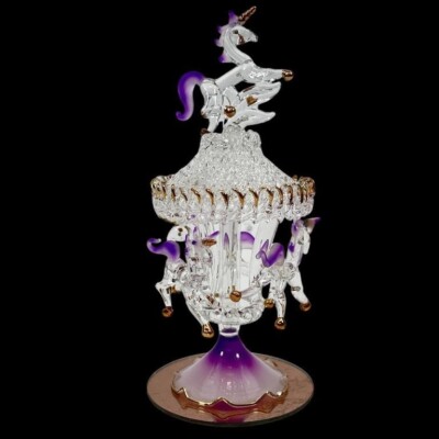 Fix Purple Clear Spun Glass Unicorn Carousel With 24k Gold Accents ...
