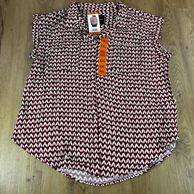 Ladies Jachs Girlfriend Shirt Red And White Zigzag Button Down Size XXL | eBay