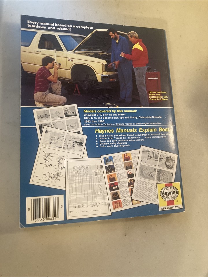 Haynes Auto Repair Car Manual Book CHEVROLET GMC S-10 S-15 Pick Ups 82 ...