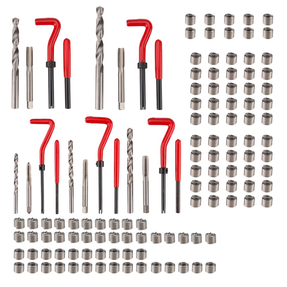 131pcs Thread Repair Kits 5mm 6mm 8mm 10mm 12mm HSS Drill Helicoil ...