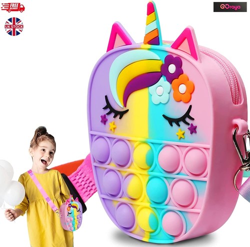 Unicorn Pop it Bag Girls and Kids, Fidget Shoulder Bag,Poppet Bag ...