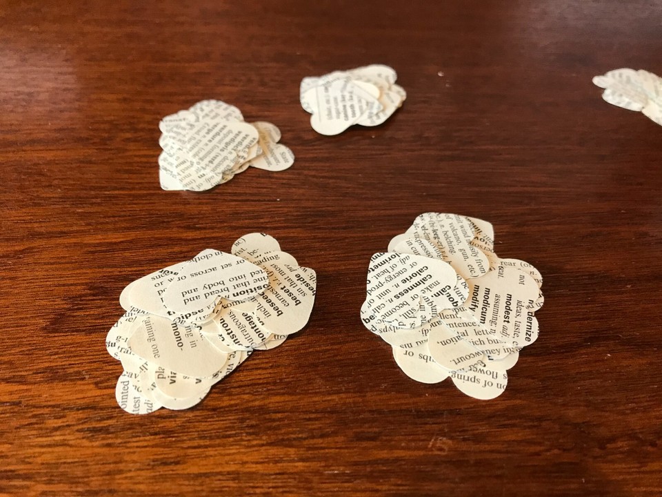 Vintage Dictionary paper hearts, table scatters, Wedding Confetti ...