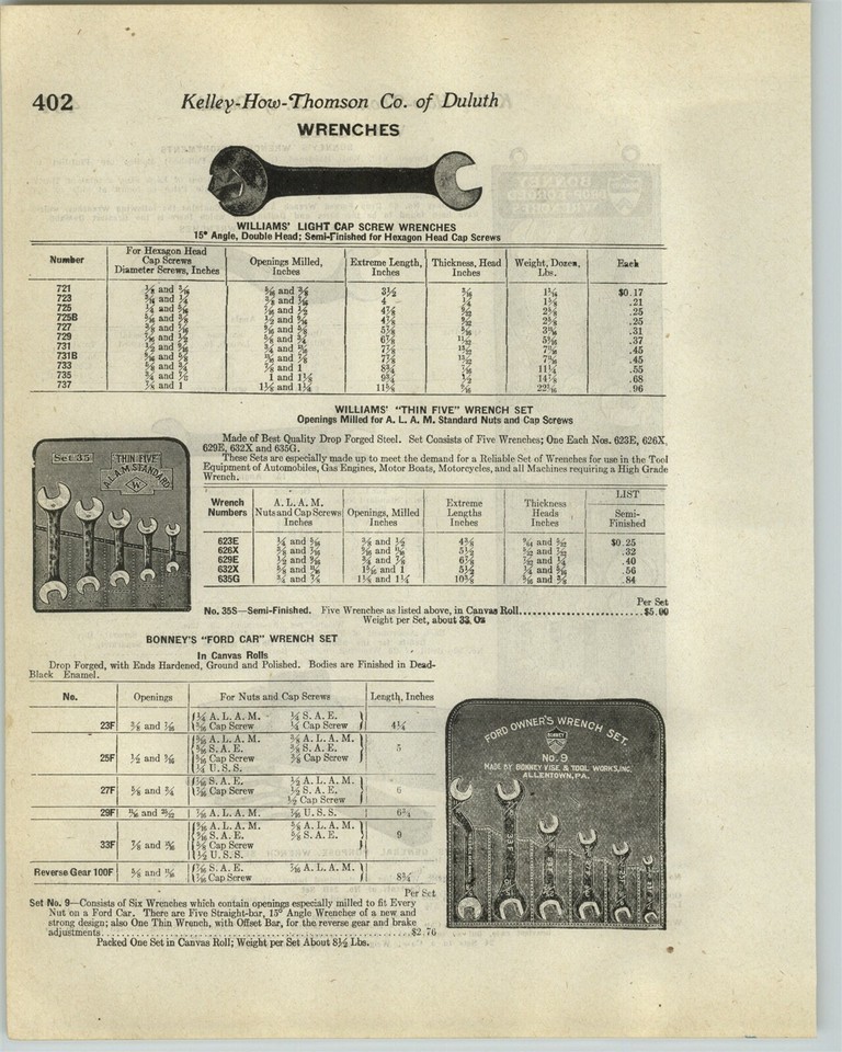 1920 PAPER AD Bonney Drop Forged Wrench Store Display Wall Board & Sets ...