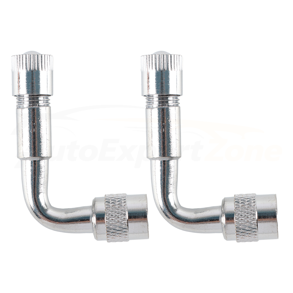 2x Bent Valve Stem Extension Angle 90-Degree Silver Tire Wheel Car ...