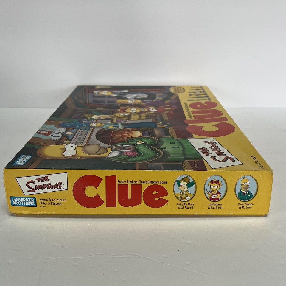 The Simpsons Clue Board Game 2nd Edition Parker Brothers Hasbro 40766 ...