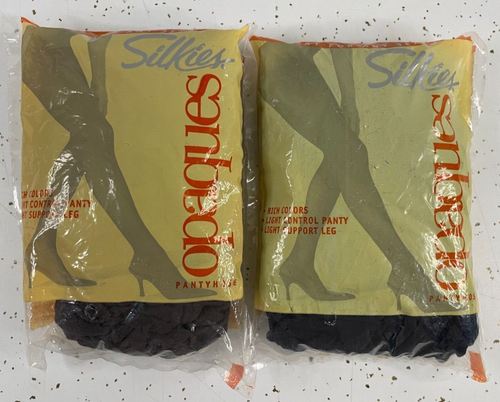 2 Pairs Silkies Opaques 050527 Dark Navy 050523 Dark Brown ~ Size XL ...