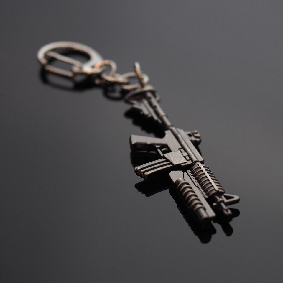 Black M16 Keychain Rifle Machine Gun Model Metal Keyring Key Ring Chain ...