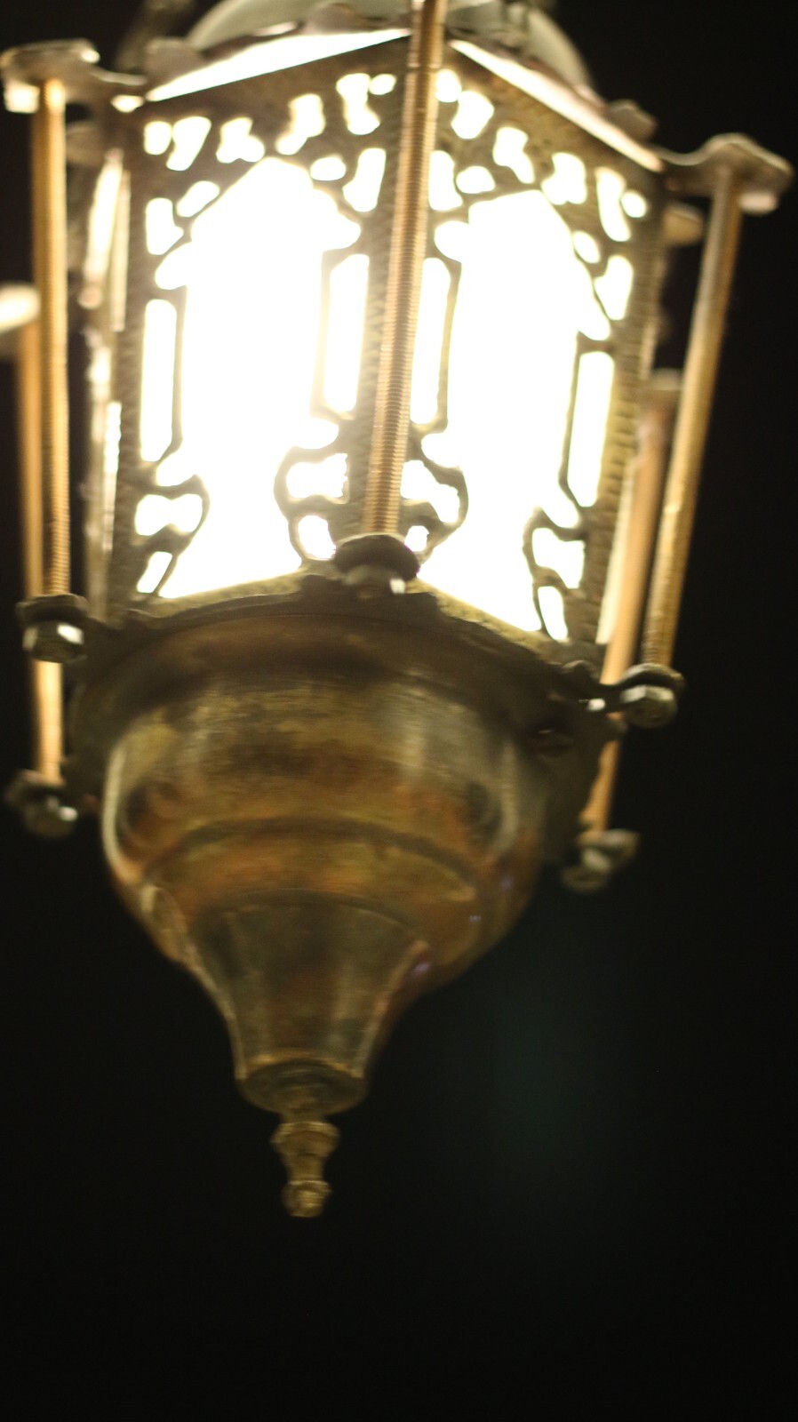 vintage Rare ottoman Brass and Glass Lantern Islamic Mosque Hanging ...