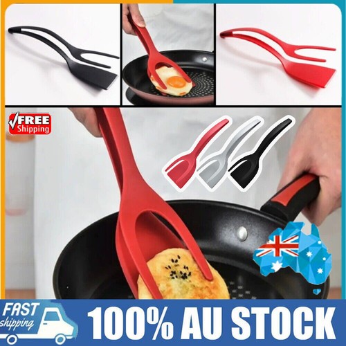 Non Stick Grip Flipper Pancake Fried Egg Spatula Clamp Turner Tong VP ...