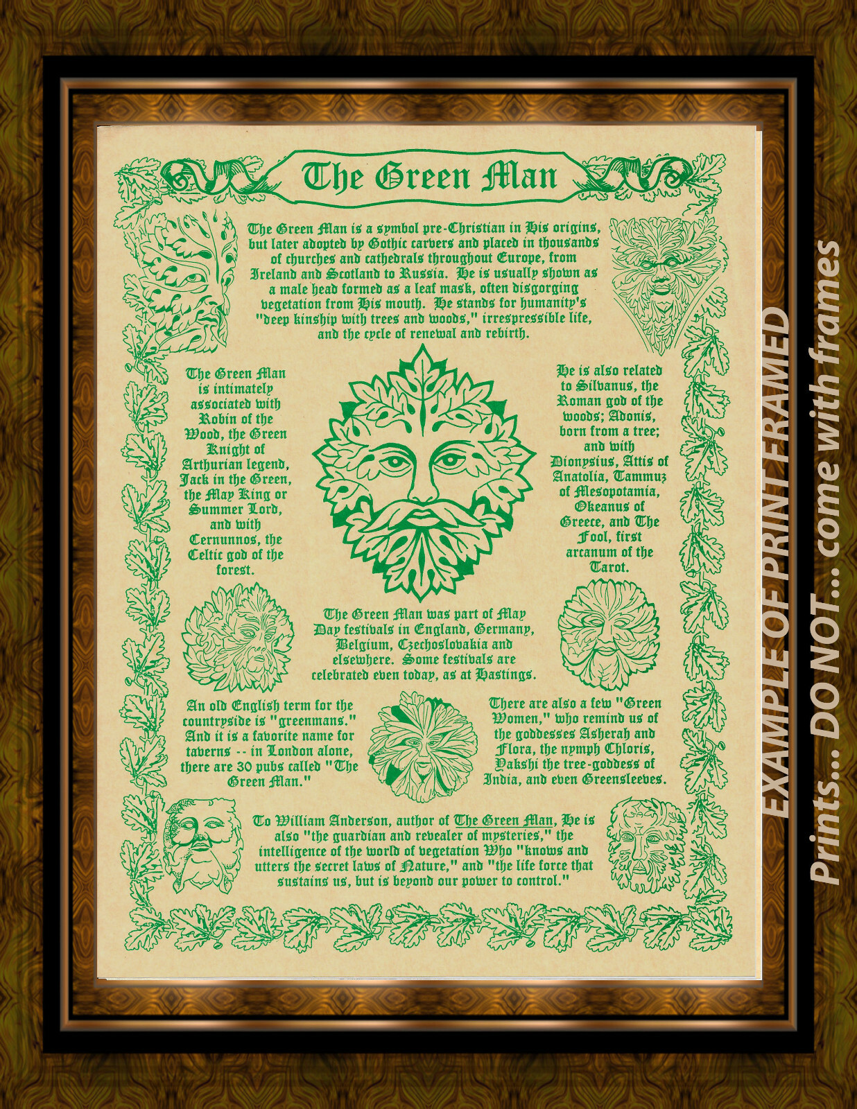 THE GREEN MAN Rebirth Ancien Art Reference Pagan Wicca BOS Page 8 1/2 ...
