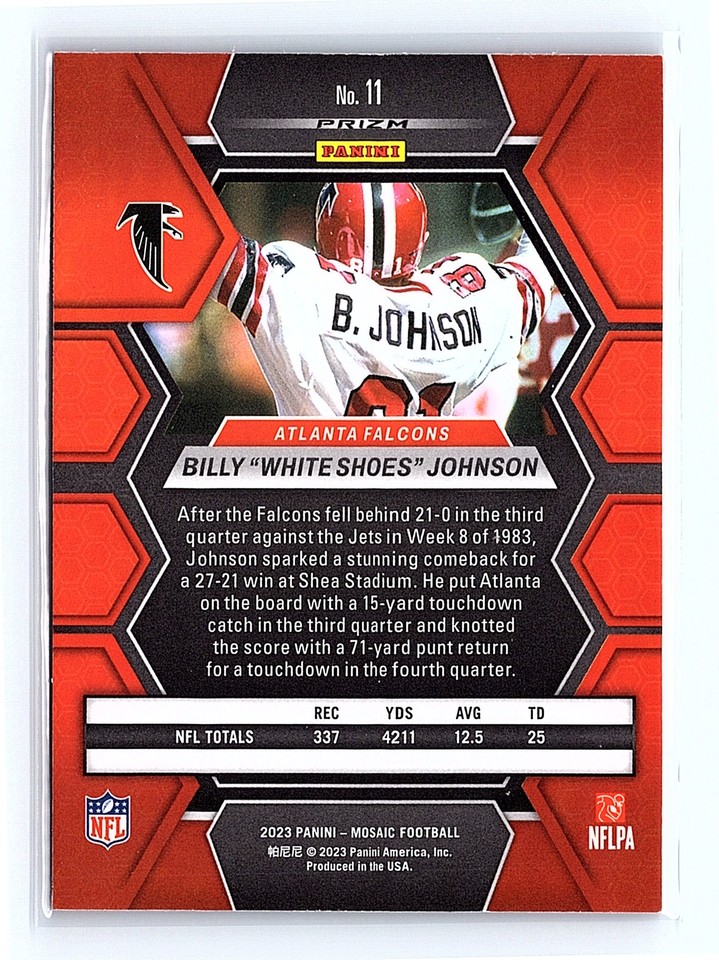 2023 Panini Mosaic Billy "White Shoes" Johnson Camo Pink Mosaic #11 - Falcons | eBay