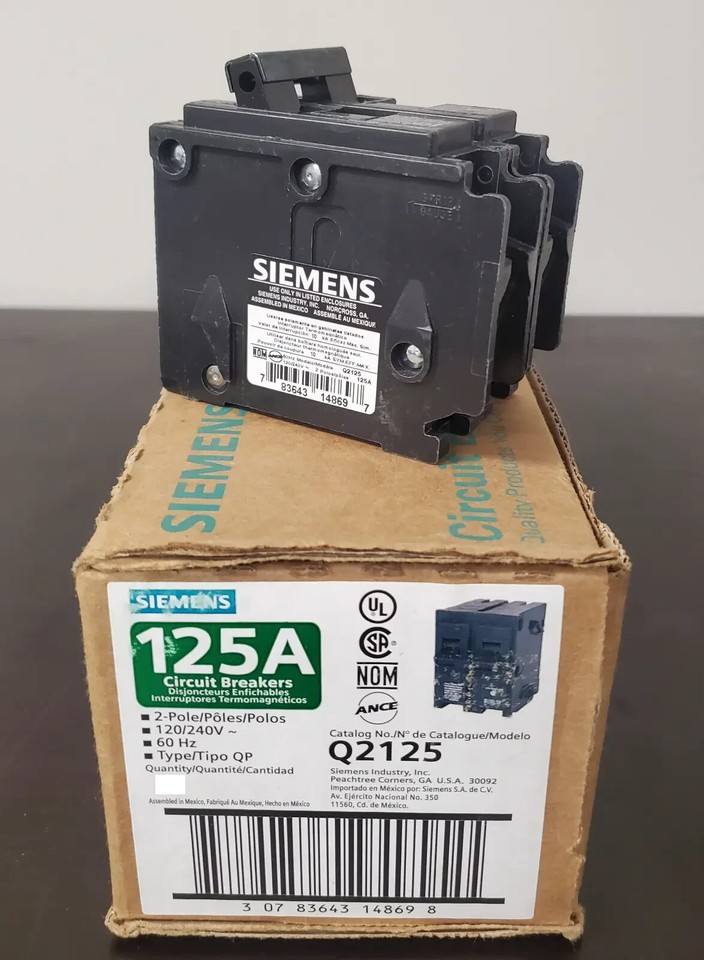 1 New Circuit Breaker Siemens Q2125 125 Amp 2 Pole 120/240V 10kA | eBay