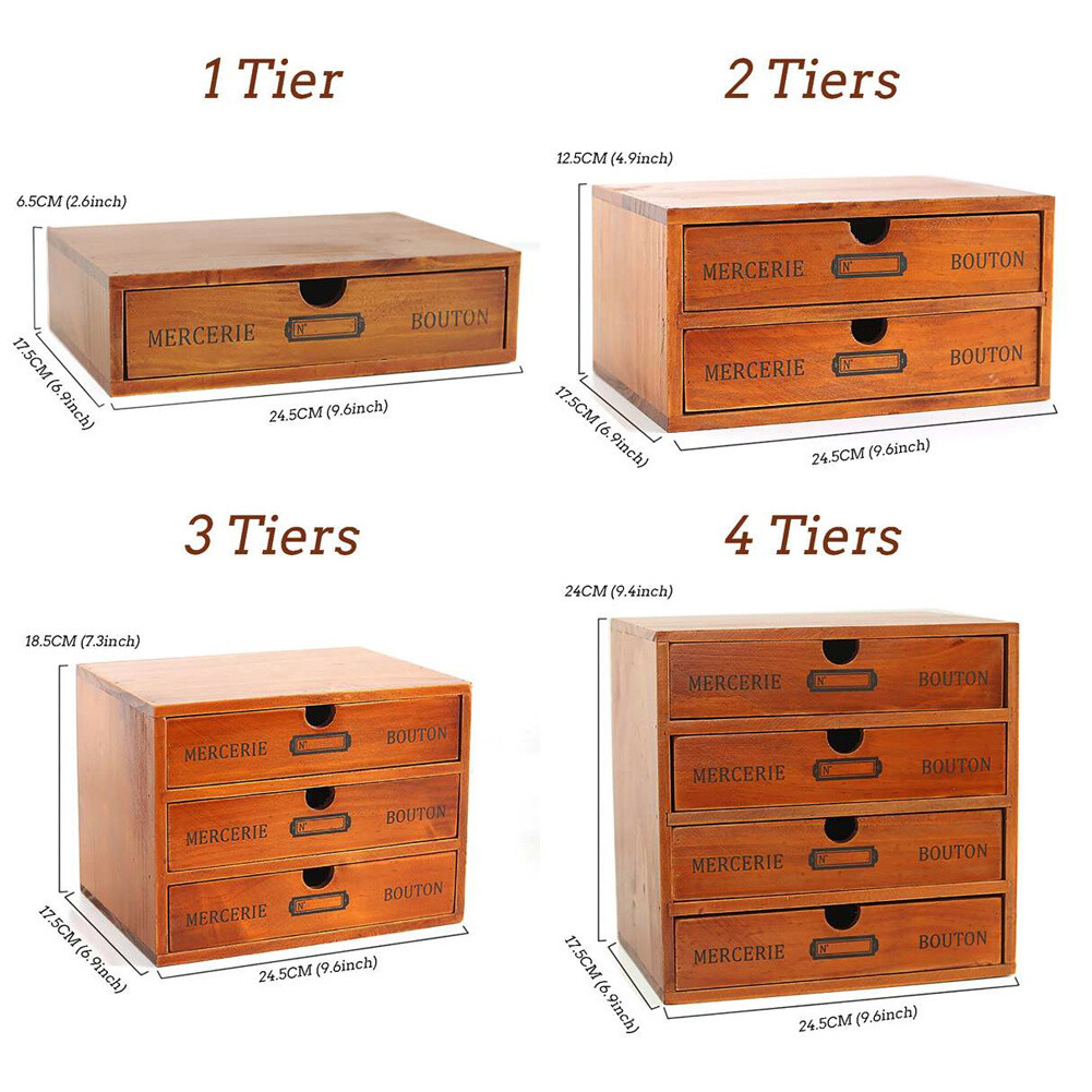 Wooden Small Chest of Drawers Storage Cabinet Desktop Trinkets Box ...