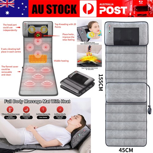 Massage Mat Shiatsu Heated Neck Massager Cushion for Full Body Pain ...