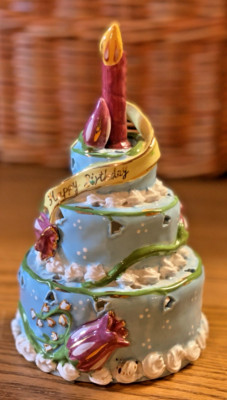 BLUE SKY CLAYWORKS Birthday Cake Tealight Holder 2008 Heather Goldminc | eBay