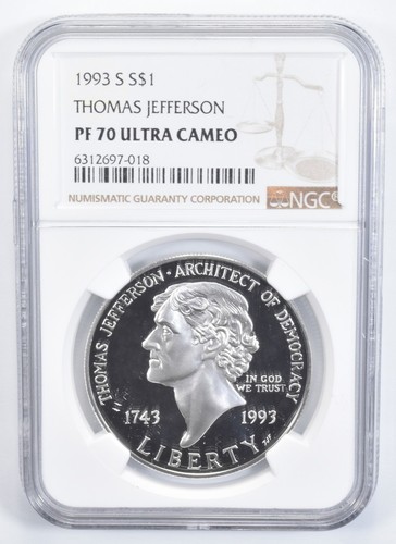 PF70 1993-S UC Thomas Jefferson Commemorative Silver Dollar NGC *5809 ...