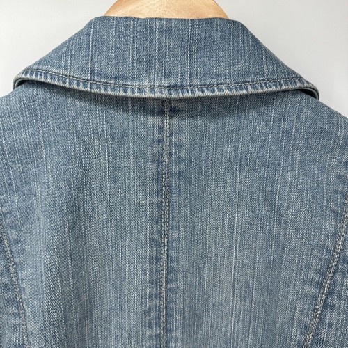 Loft Jean Jacket Womens 6 Blue Denim Fitted Button Up Cropped Ann ...