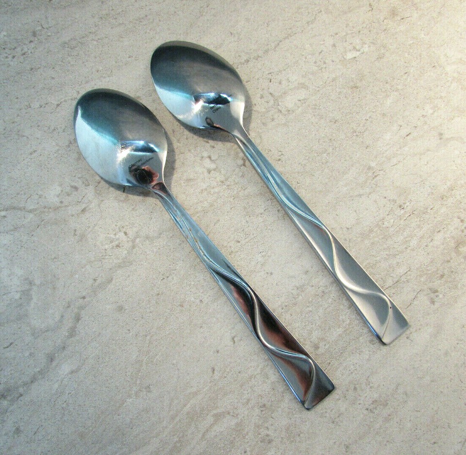 JAZZ - TWO OVAL SOUP SPOONS - JC Penney Home Collection - Frosted ...