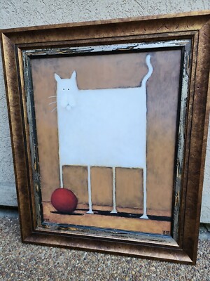 Daniel Kessler White Cat with Red Ball Artist Proof Giclee Print on ...