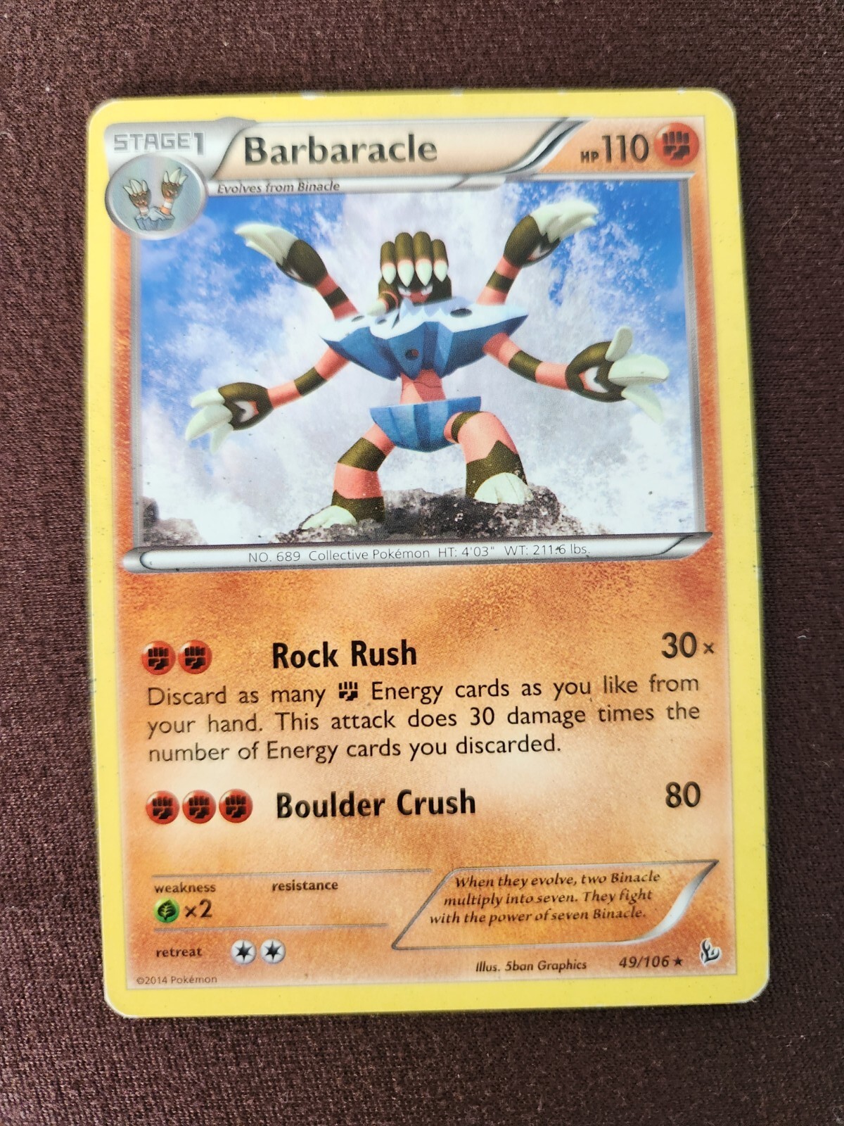 Pokémon TCG Barbaracle Flashfire 49/106 Regular Rare - Near Mint (NM ...