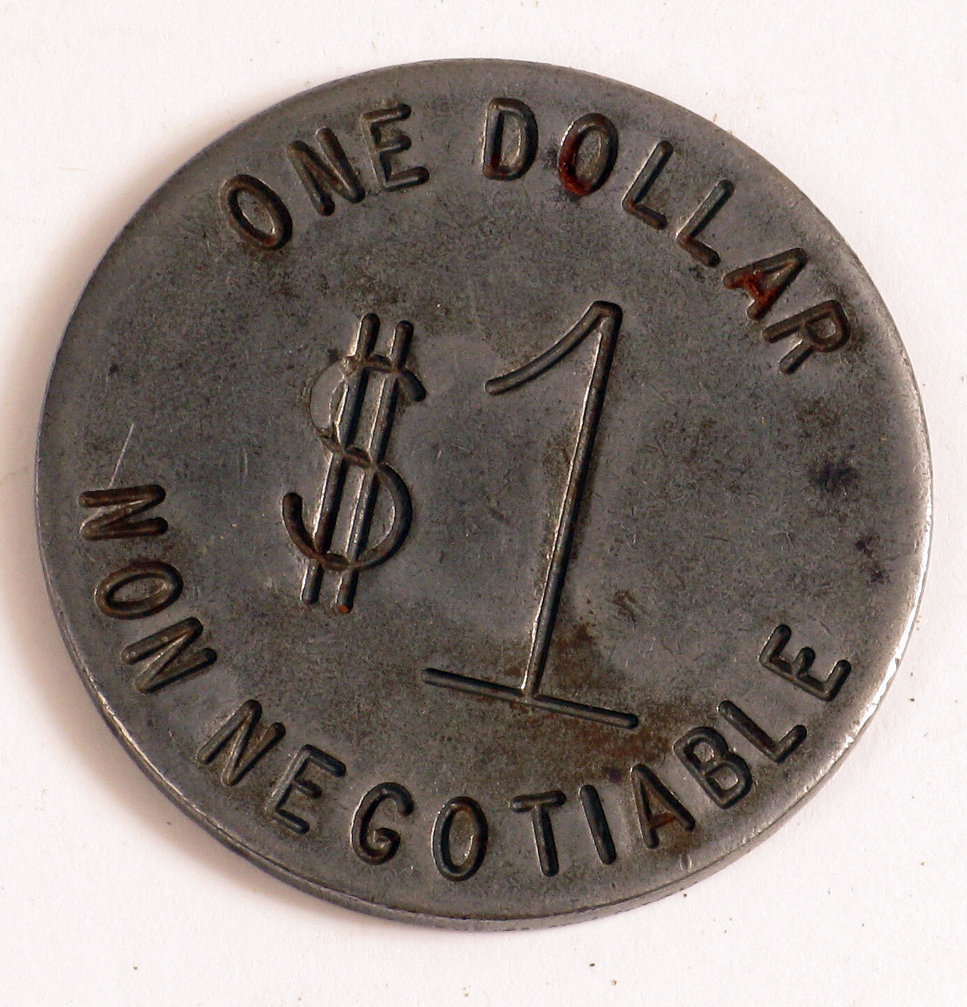 ANTIQUE ONE DOLLAR $1 NON NEGOTIABLE STEEL GAME TOKEN RARE !! | eBay