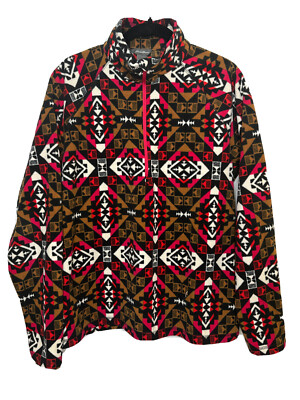 women’s eddie bauer quarter zip fleece pullover southwest aztec print ...