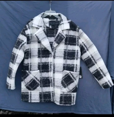 RD Style White/Black Checkered Coat Large NWT | eBay
