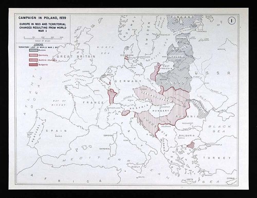 WWII Map 1 - Europe in 1933 Post Territory Changes Prior Poland ...