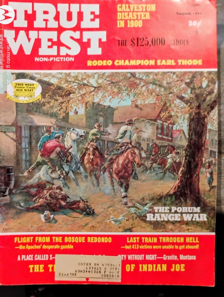 ANDREW BERRICK~Listed Orig Western illus Art Cowboys In Front Cantina ...