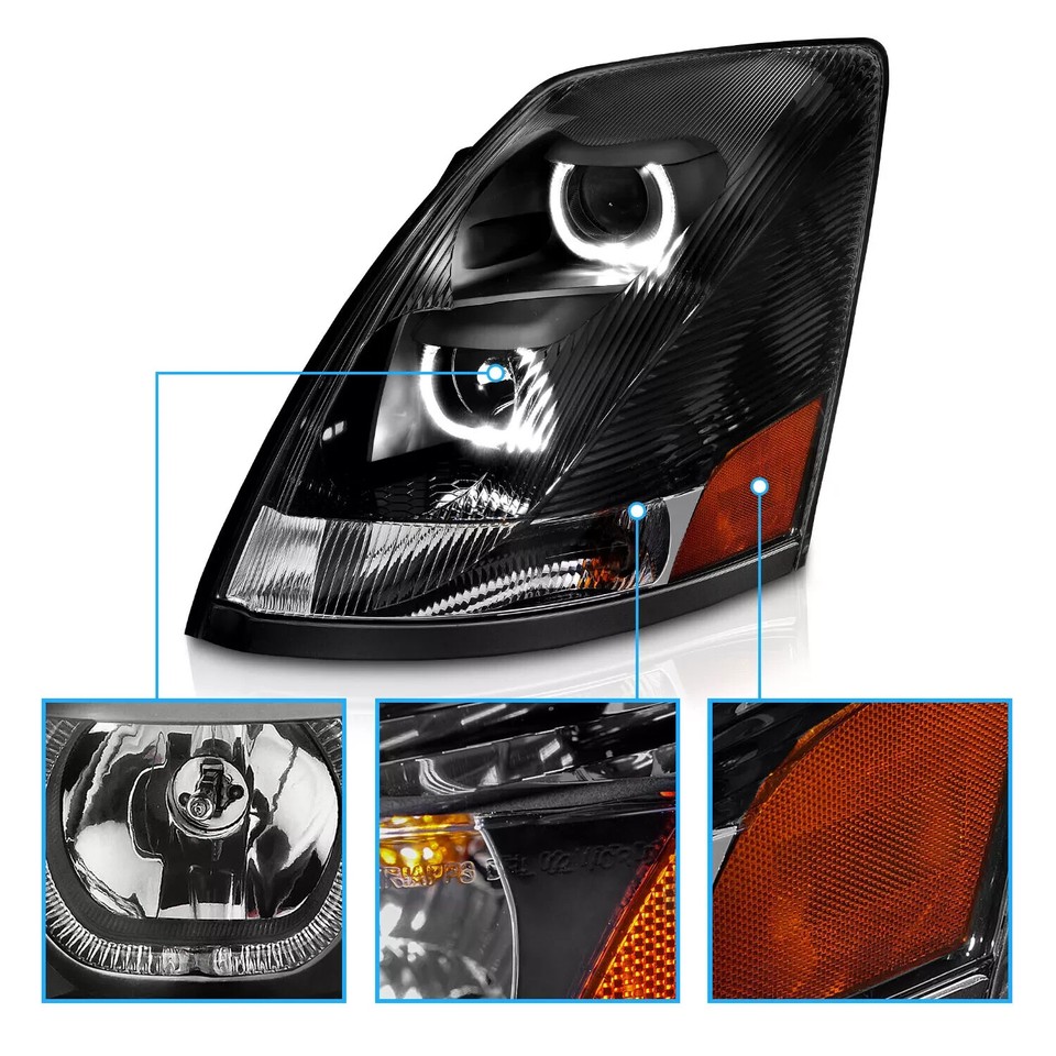 Eagle Eye Head Light Black LED Light U Bar Driver Side For 04-15 Volvo ...