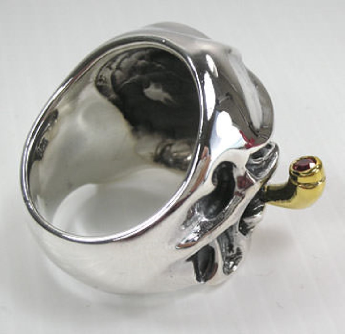 MAFIA 14K YELLOW GOLD CIGAR 925 STERLING SILVER MENS RING NEW BIKER ...