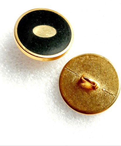 2 Vintage Metal Buttons With Eyelet Inlay Colour Gold/Black Кнопка 18mm ...
