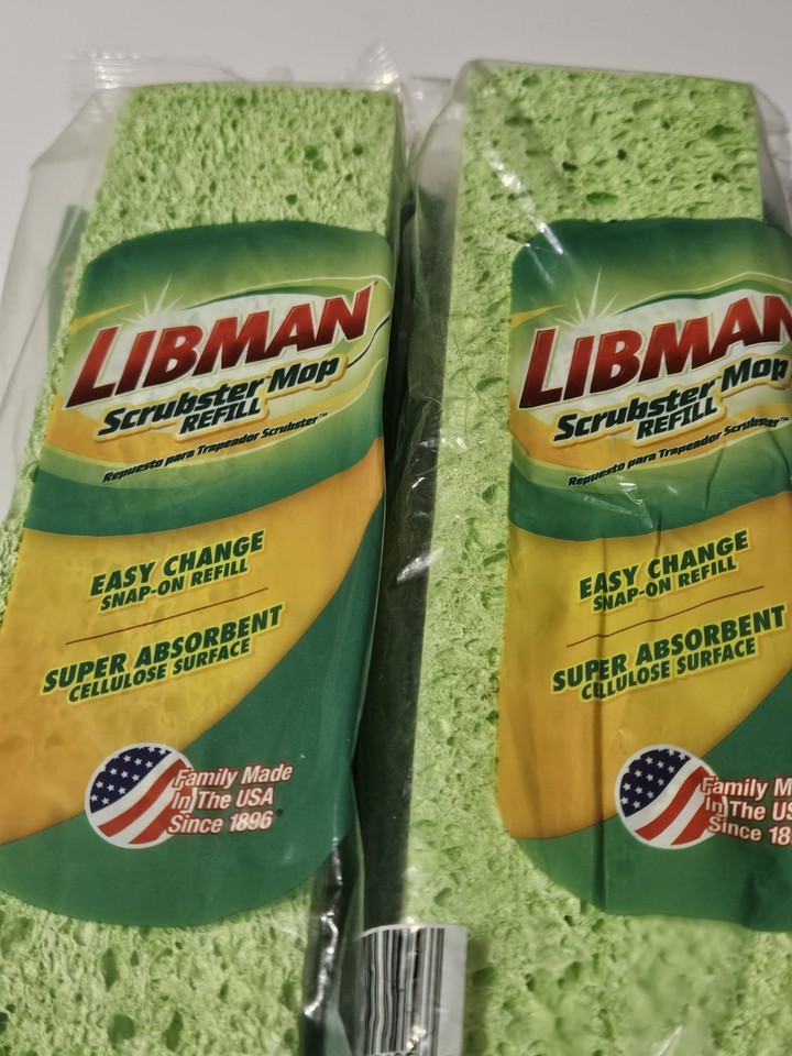 2 Libman Scrubster Mop Refills New in Package Sponge Mop Refills Green ...