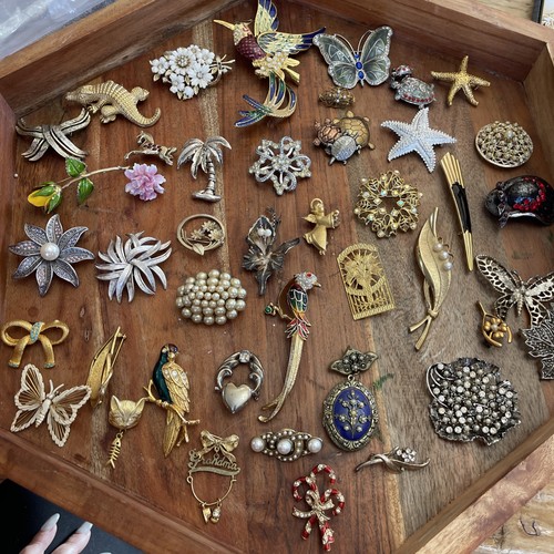 Vintage to Fashion Jewelry Lot Enamel Rhinestone Brooch Pin Estate | eBay