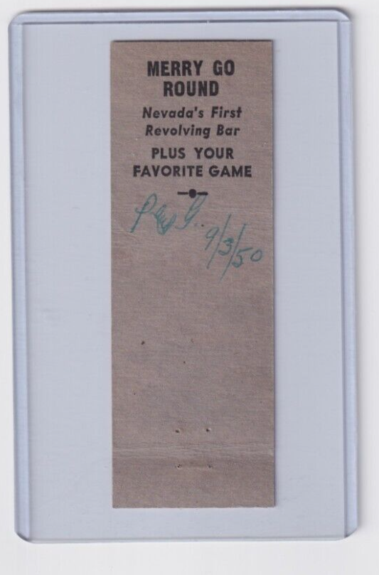 MERRY GO ROUND bar and club - 1940's gaming matchcover - 2nd st. - Reno ...
